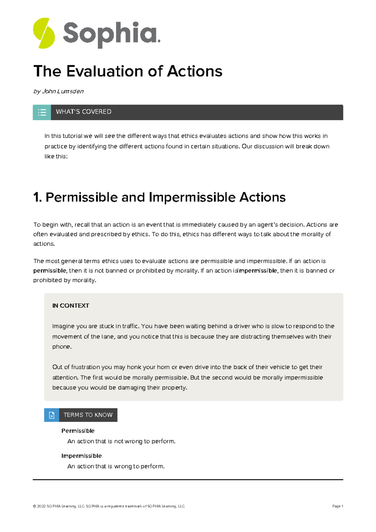The evaluation of actions - The Evaluation of Actions by John Lumsden ...