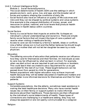 Unit 2, module 2 - Unit 2 – Module 2 Management of Different Client Populations: Introduction ...
