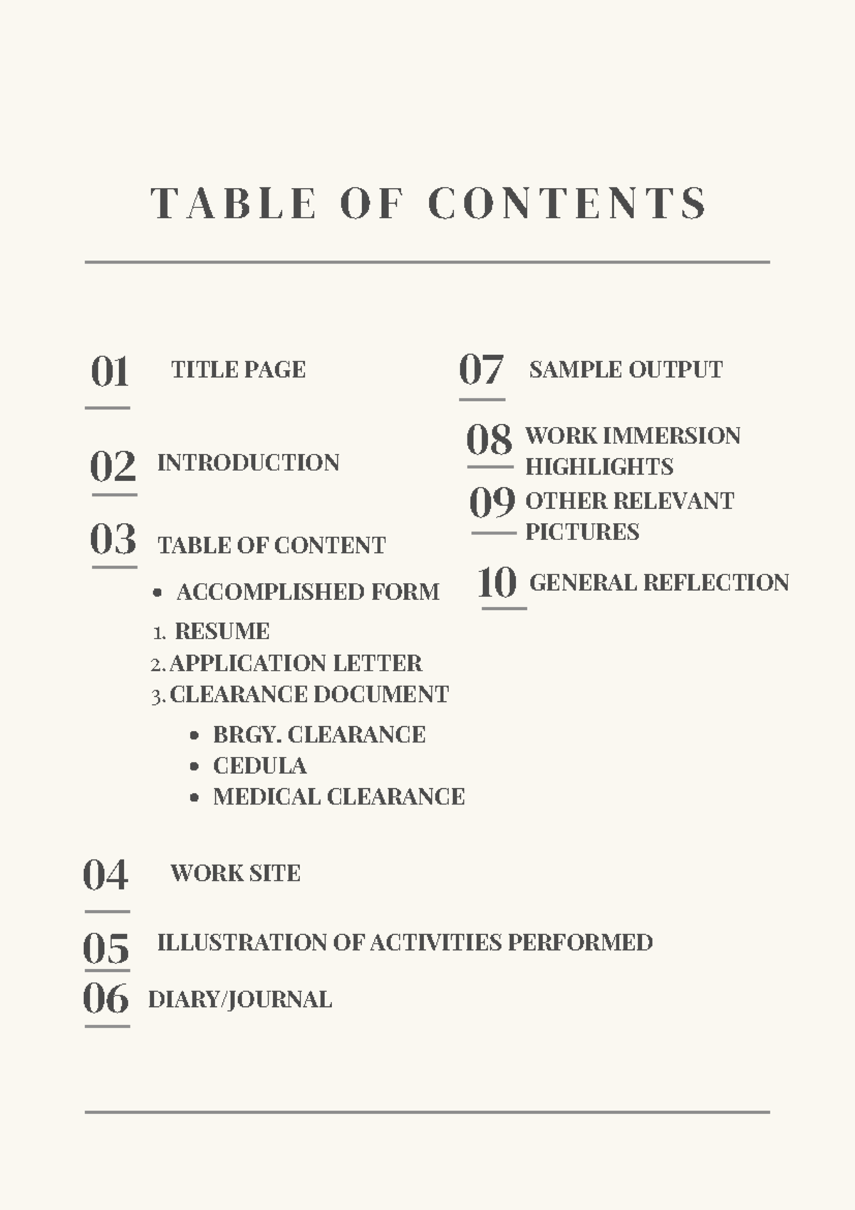 Table Of Contents - senior high - stem bascal - T A B L E O F C O N T E ...