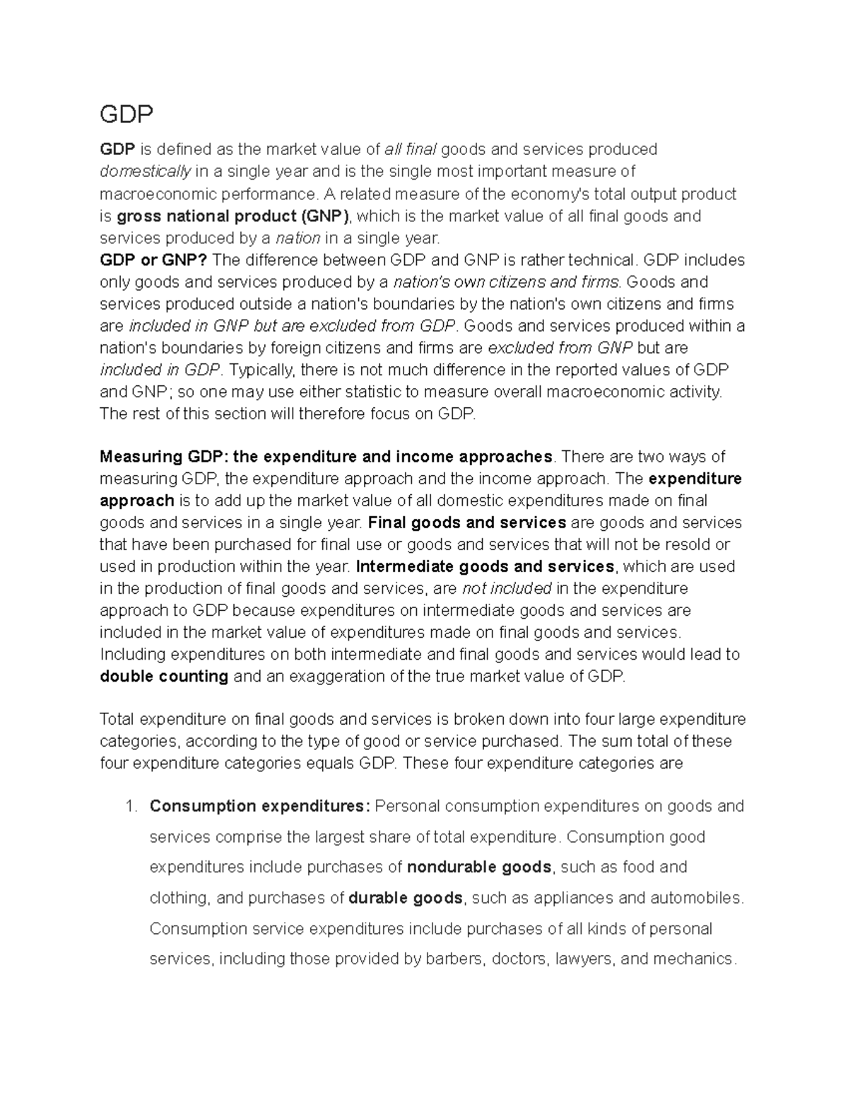 Untitled document-17 - Economics - GDP GDP is defined as the market ...