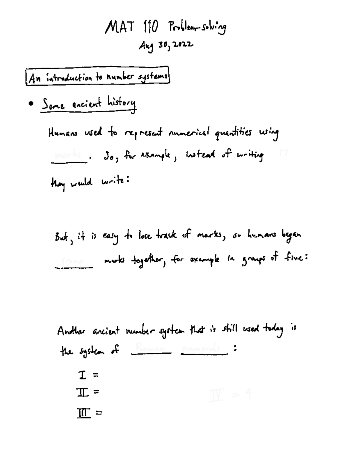 110-02 08-30 number systems - blank - MAT 110 - Studocu