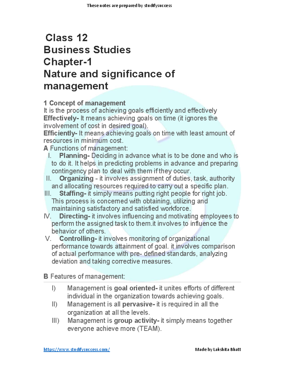 Class 12 business-st ch-1 notes - Class 12 Business Studies Chapter ...