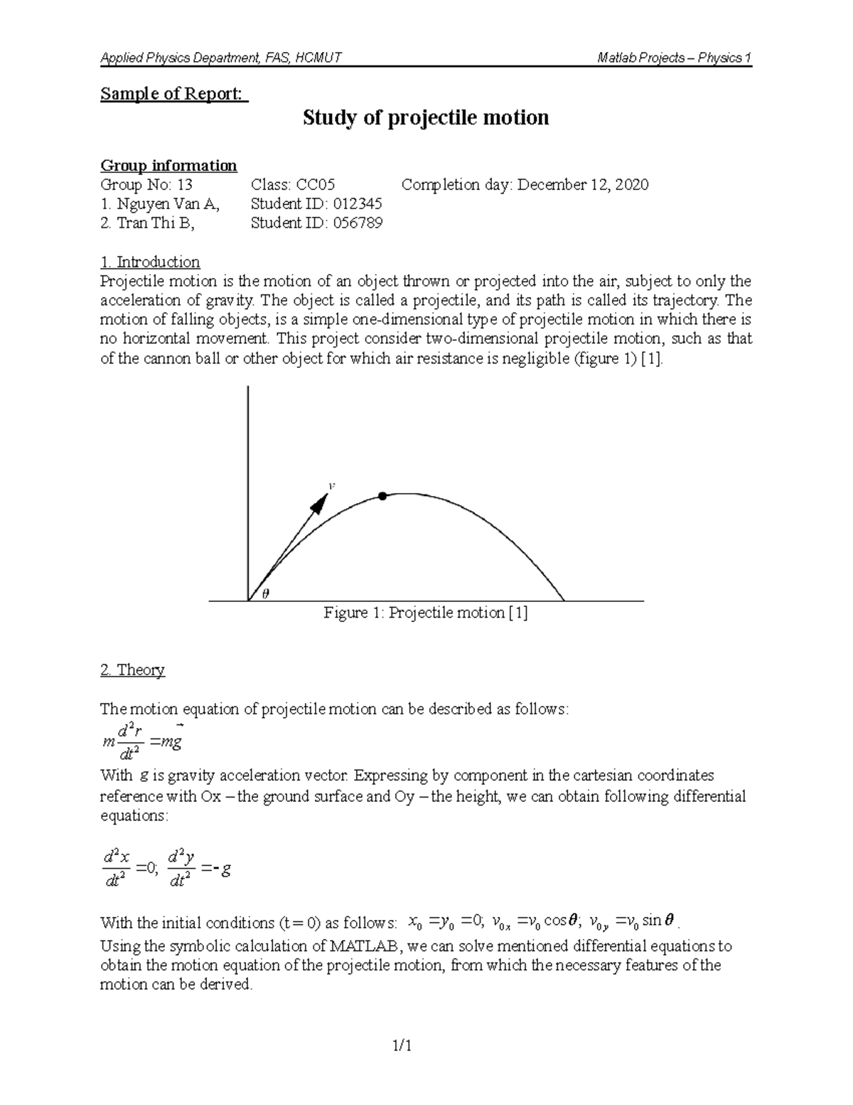 Sample of Project Report - Applied Physics Department, FAS, HCMUT ...