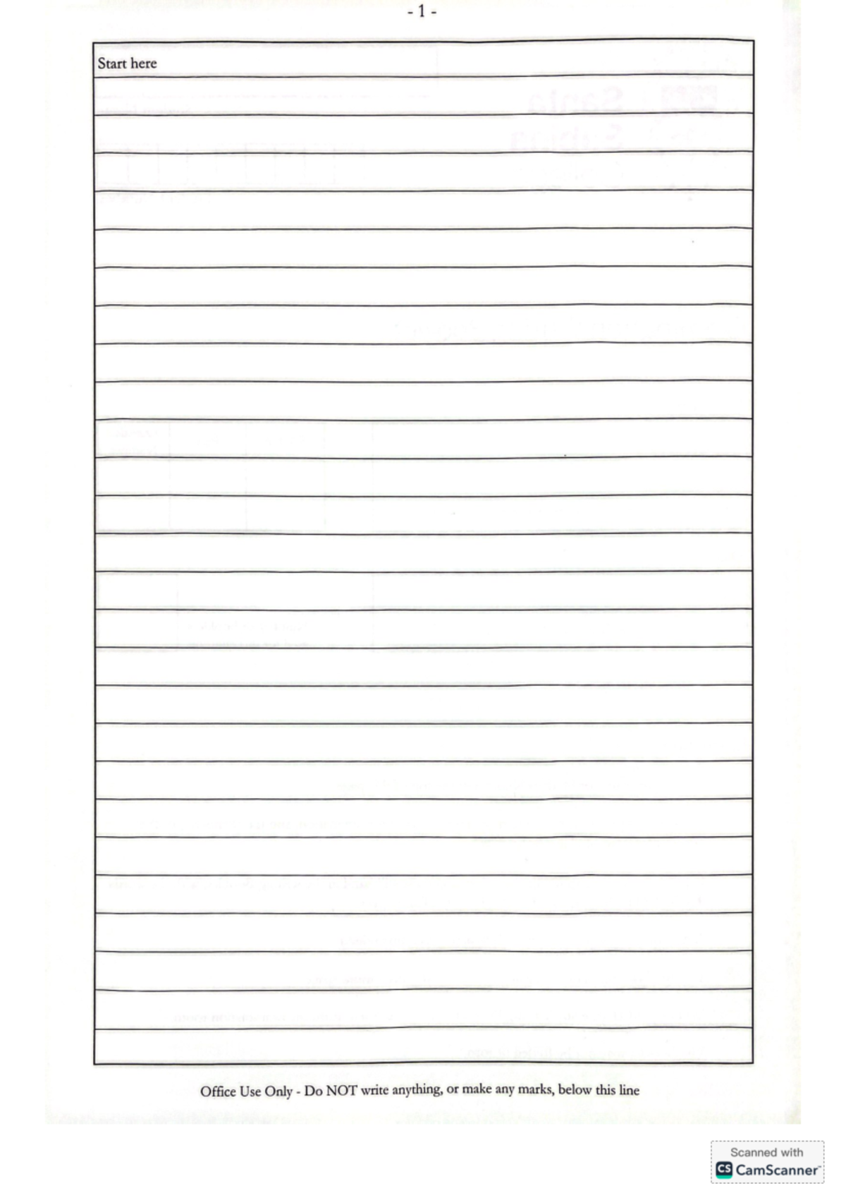 Writing Paper HSC - 1 Start here Office Use Only Do NOT write anything ...