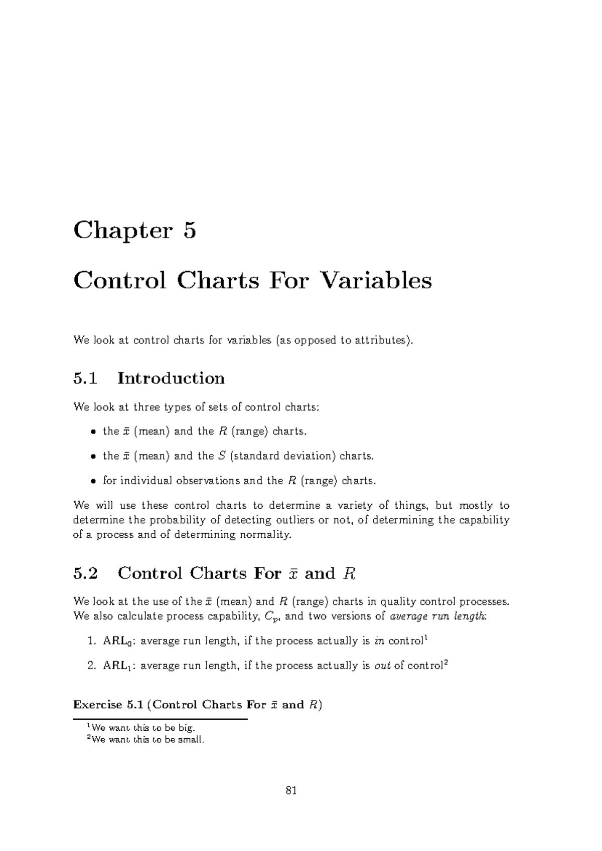Lecture Notes 4 7 - control charts - Chapter 5 Control Charts For ...