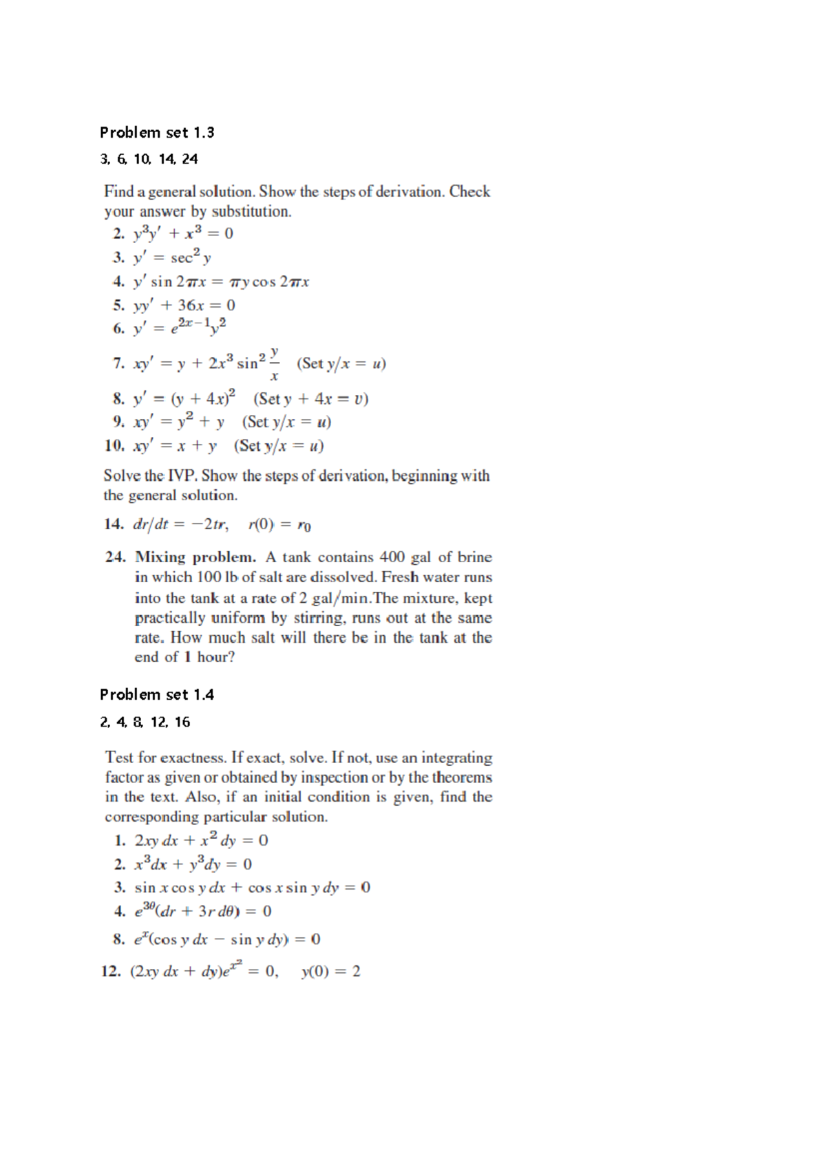 Problem set 1-2 - 화학 보고서 - 일반화학실험 - Problem set 1. 3, 6, 10, 14, Problem set 1. 2, 4, 8, 12 ...