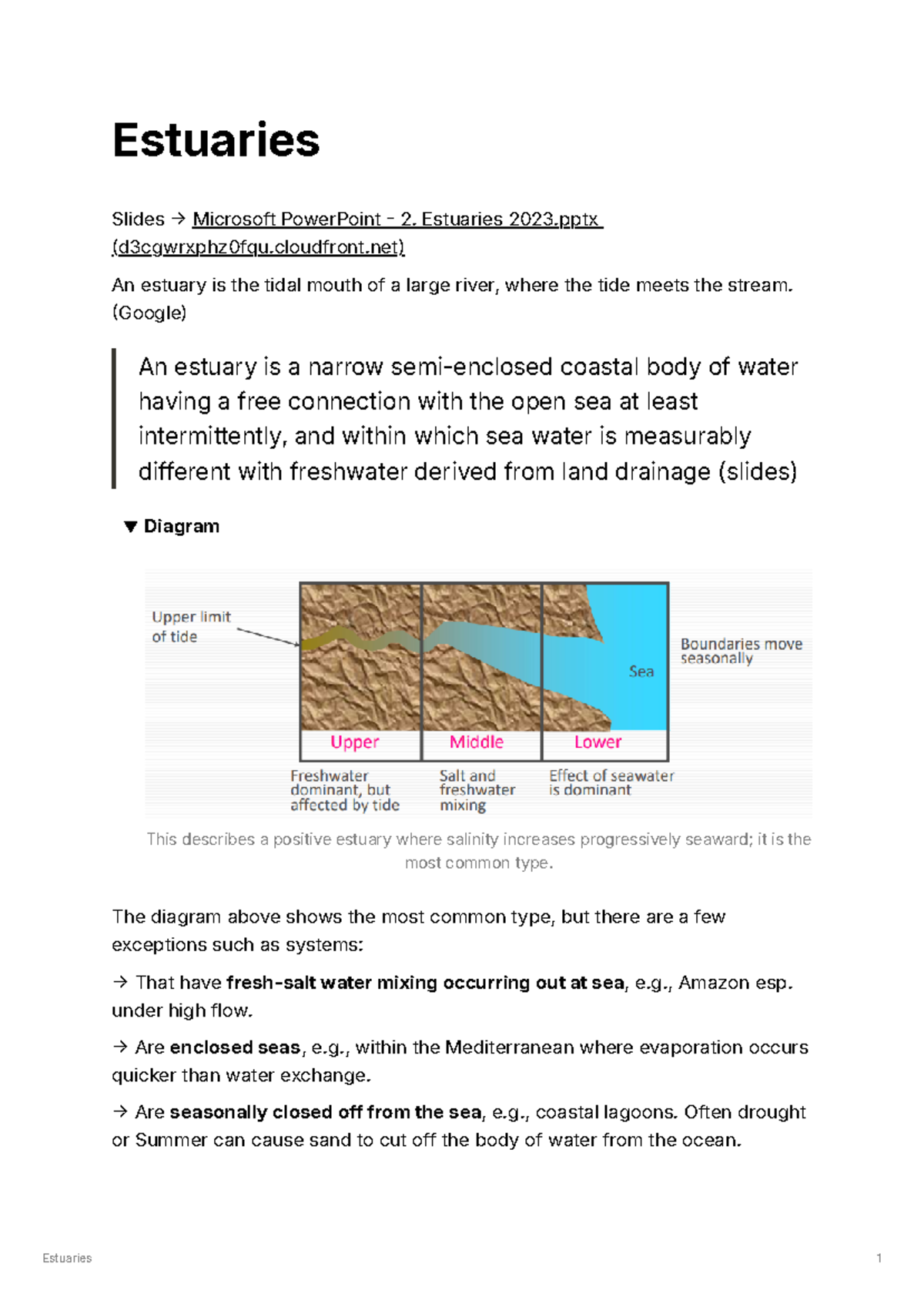 Week 1 Estuaries - Estuaries Slides Microsoft PowerPoint 2. Estuaries ...