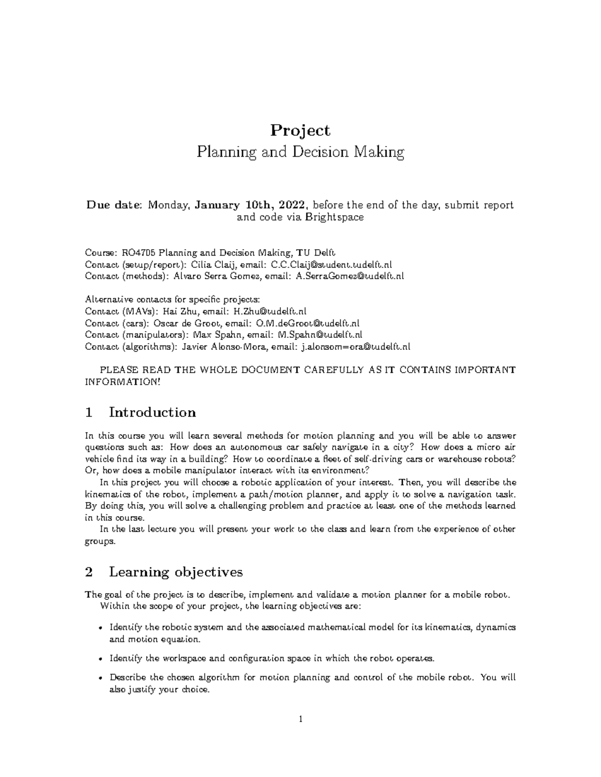 Project-description - Group project description - Project Planning and Decision Making Due date ...