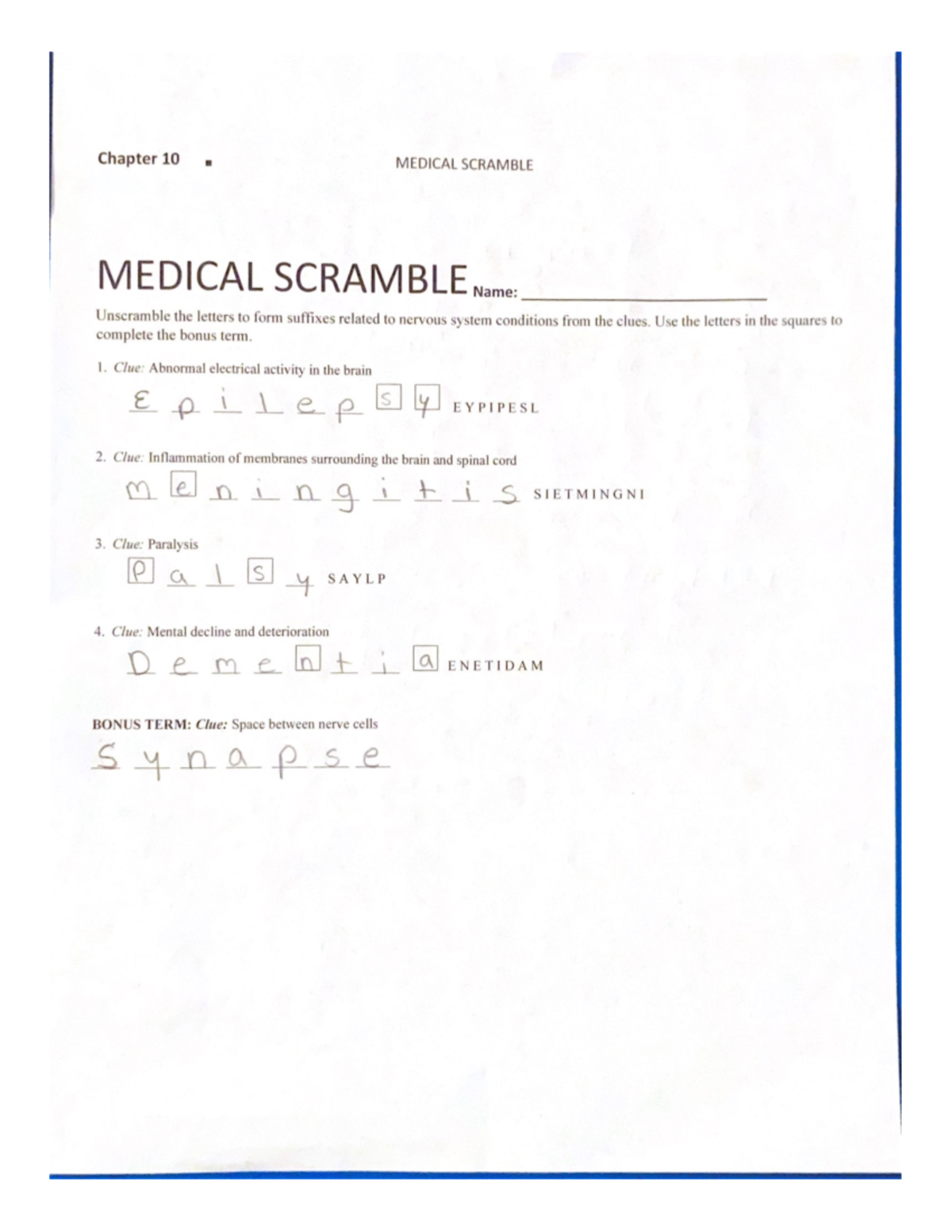 Medical Scramble Name - dae323 - Studocu