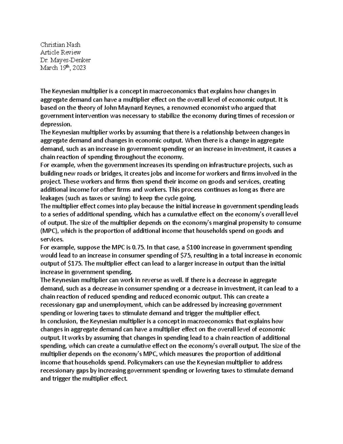 Doc 5 - N/A - Christian Nash Article Review Dr. Mayes-Denker March 19th ...