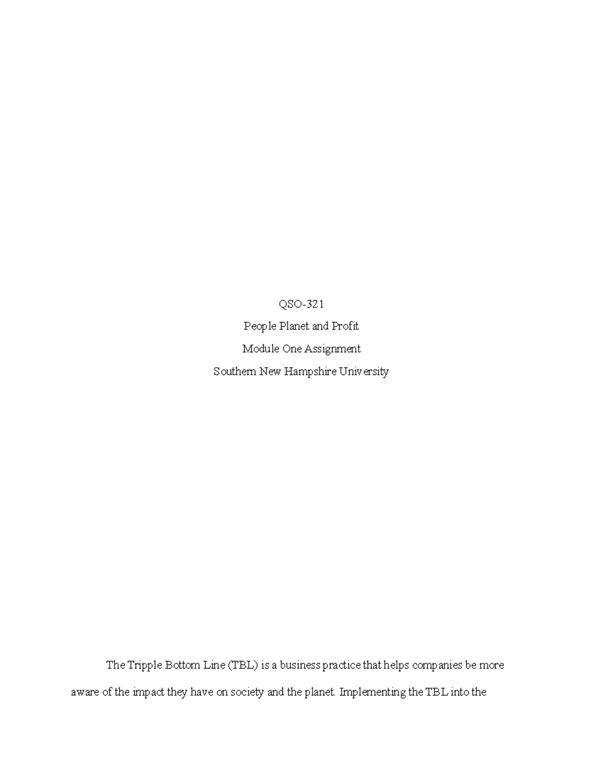 Module One Assignment - QSO- People Planet and Profit Module One ...