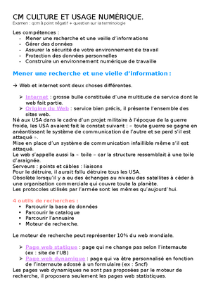 CM CUN n°2 - cours de cun - CM CUN n° Outils qui permettent de faire ...