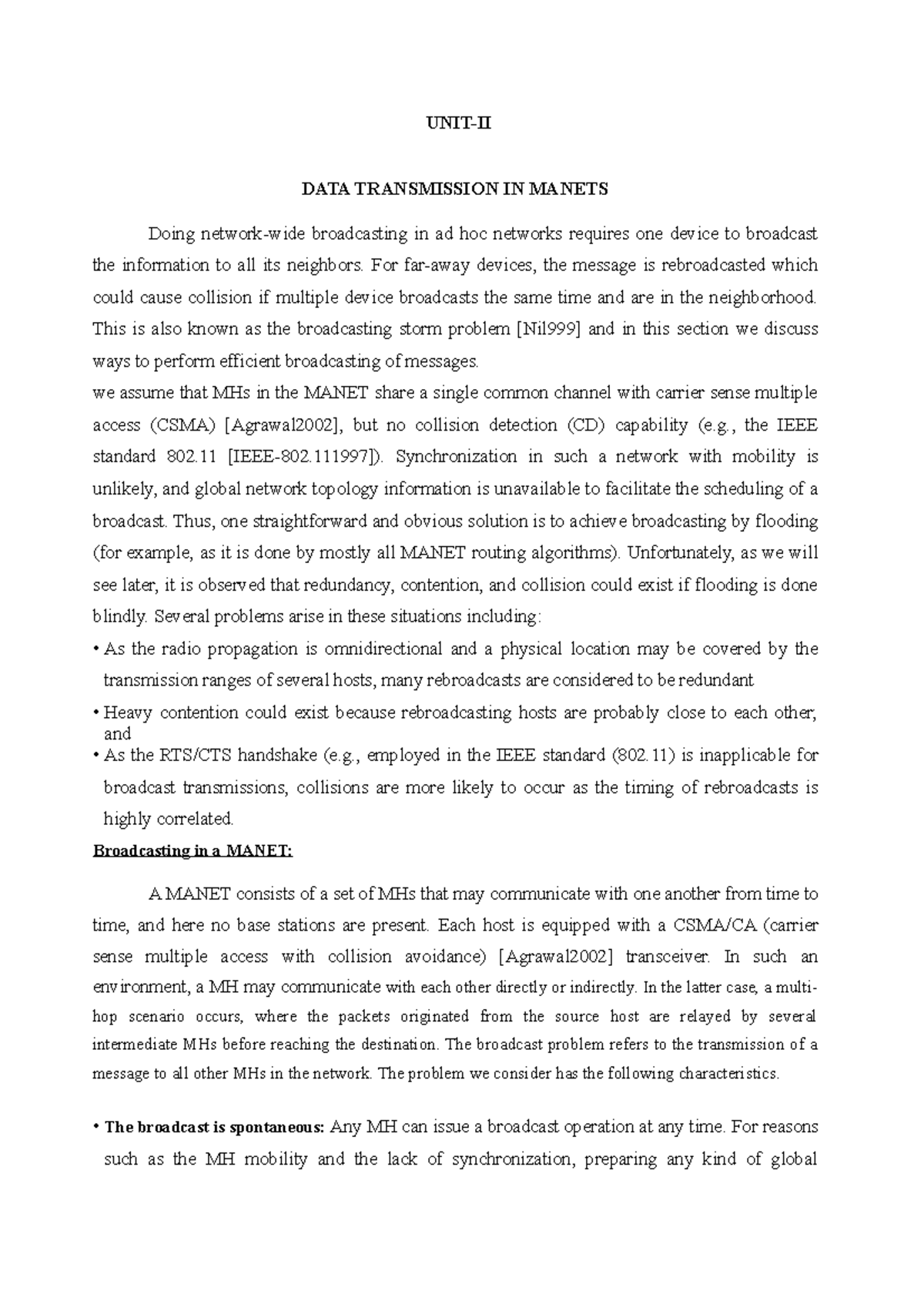 Adhoc And Sensor Networks U2 Latest Unit Ii Data Transmission In