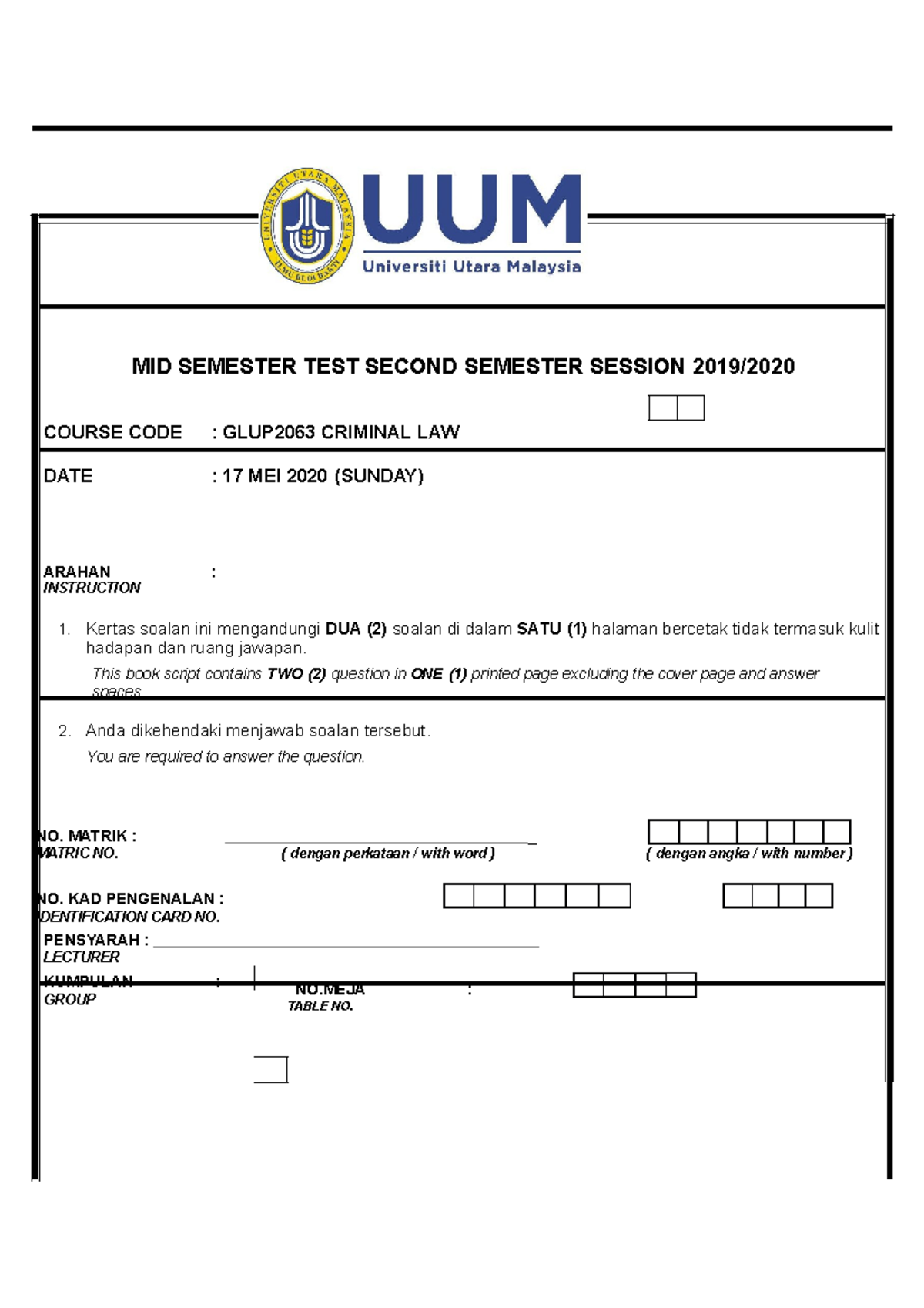 Sample/practice exam 11 August 2015, questions and answers - MID ...