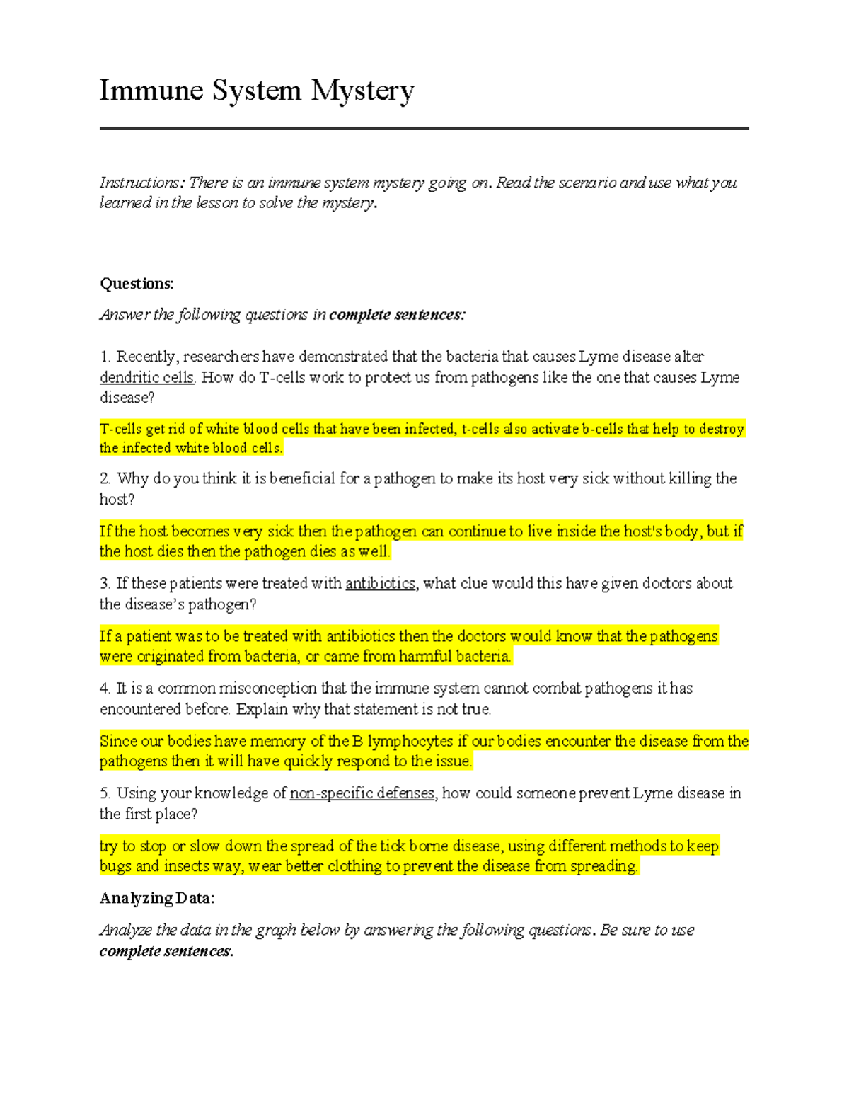 06 08 immune system mystery assignment - Immune System Mystery ...