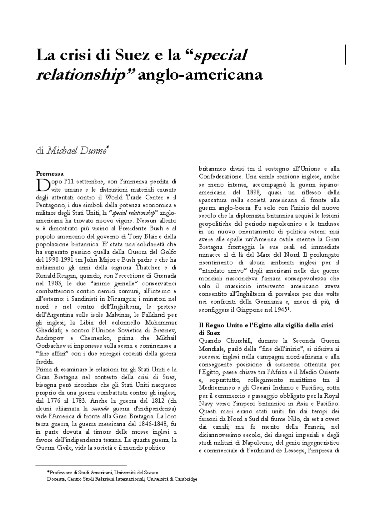 The special relationship - La crisi di Suez e la “special relationship ...