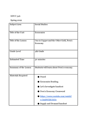 History Lesson Plan - EDUC 346 Spring 2022 Subject Area Social Studies ...