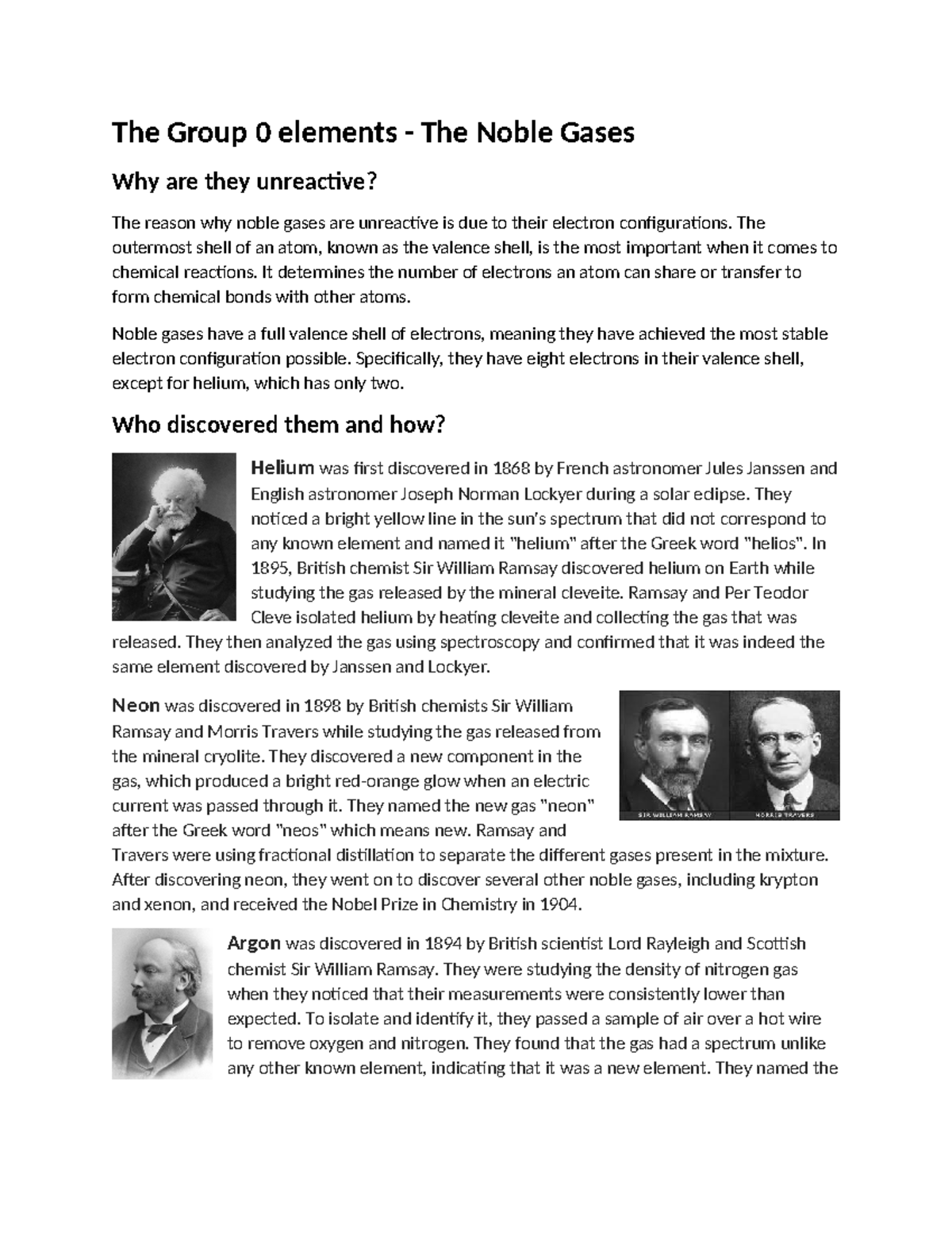 The Group 0 elements - The Noble Gases - The outermost shell of an atom ...