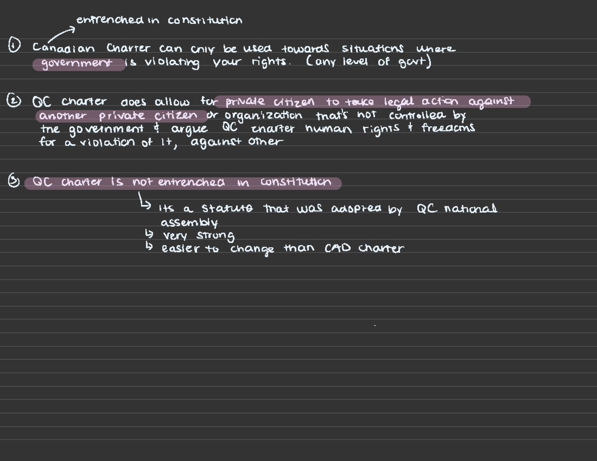 Chapter 3 Personal Rights - entrenched in constitution ① cana%an ...