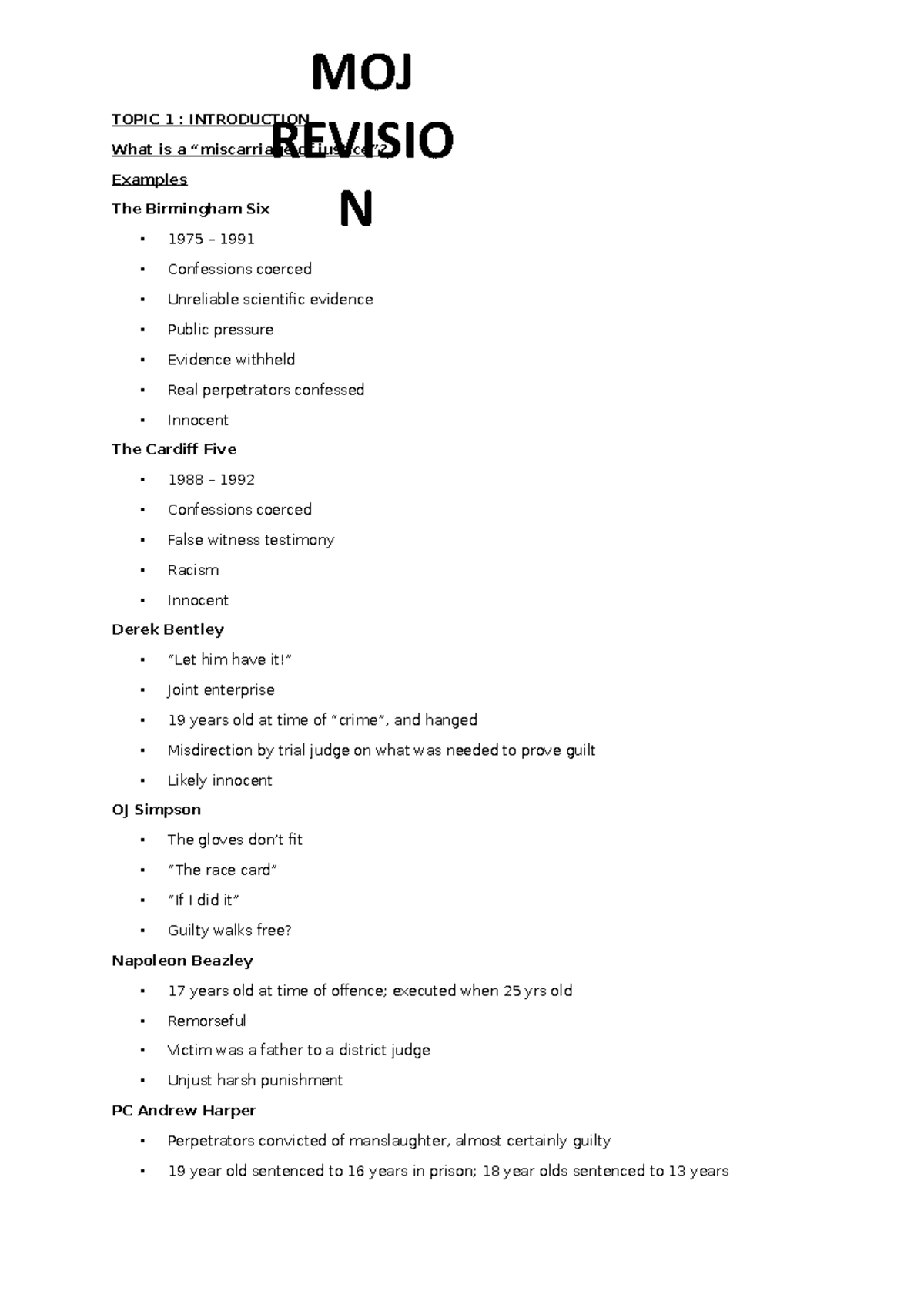 MOJ Revision - summary of moj - TOPIC 1 : INTRODUCTION What is a ...