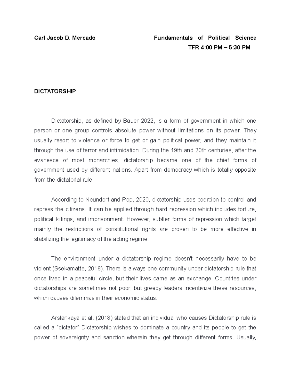 ACAD Paper 1- COPY - copy - Carl Jacob D. Mercado Fundamentals of ...