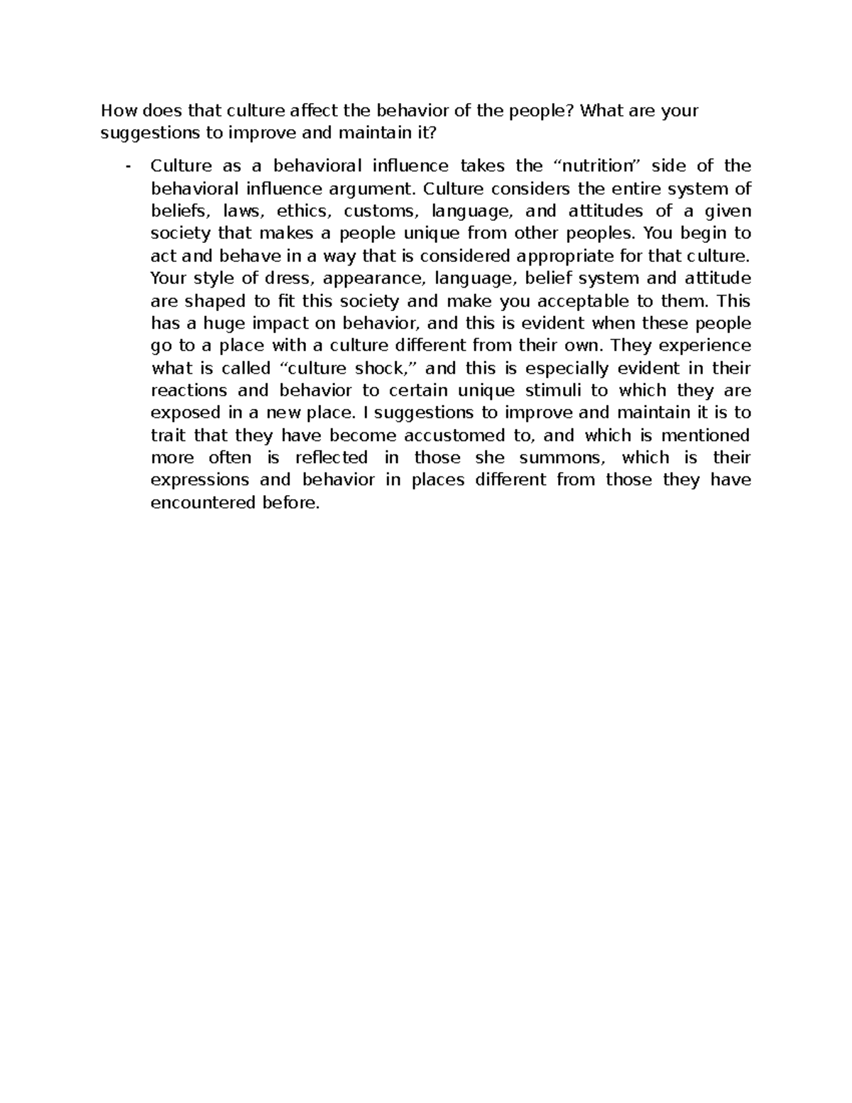 Ethics 2 - .............................. - How does that culture ...