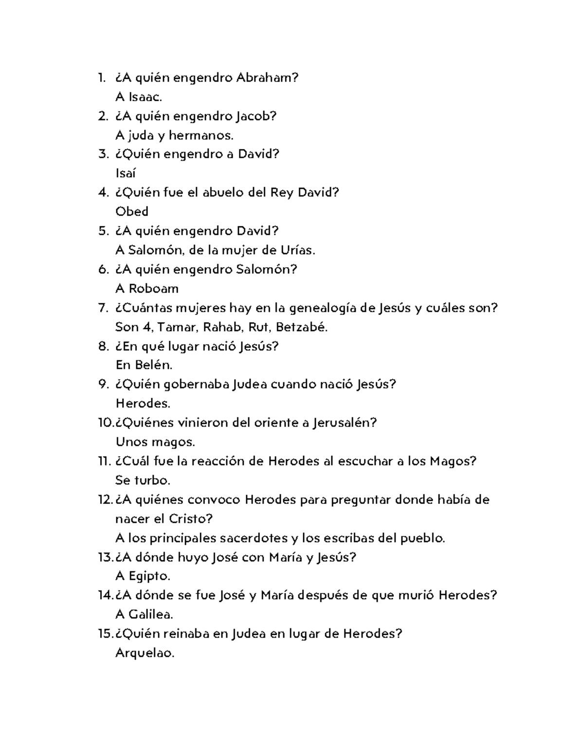 Preguntaass - Documentos de preguntas biblicas del libro de Mateo. - ¿A quién engendro Abraham ...