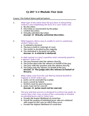 CJ 207 7-3 Quiz - Quiz for all of Module 7 - CJ-207 7-3 Module Seven ...