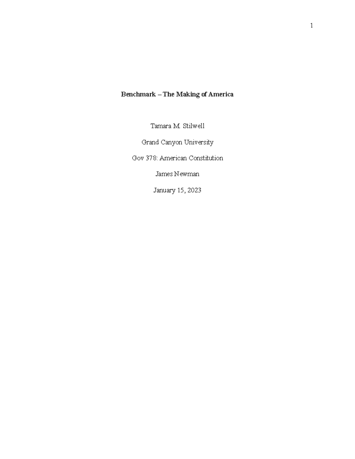 The Making of America - Benchmark – The Making of America Tamara M ...