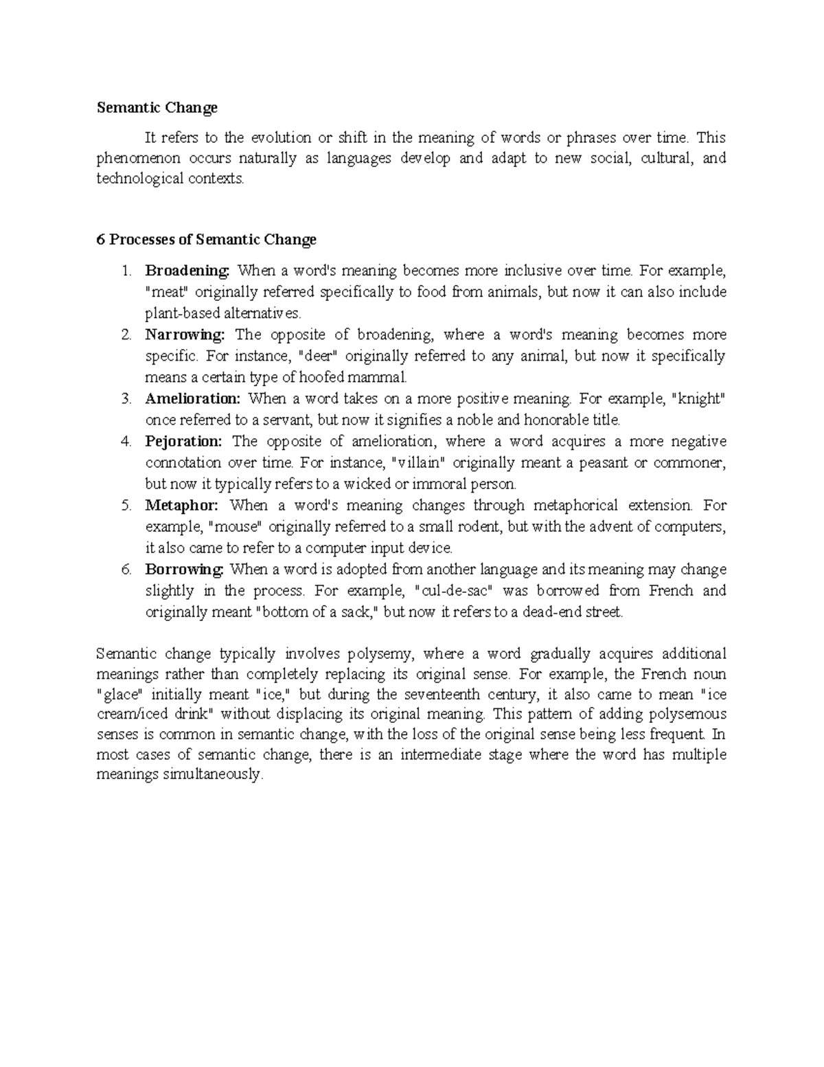 Macayan (Semantic Change) - Semantic Change It refers to the evolution ...