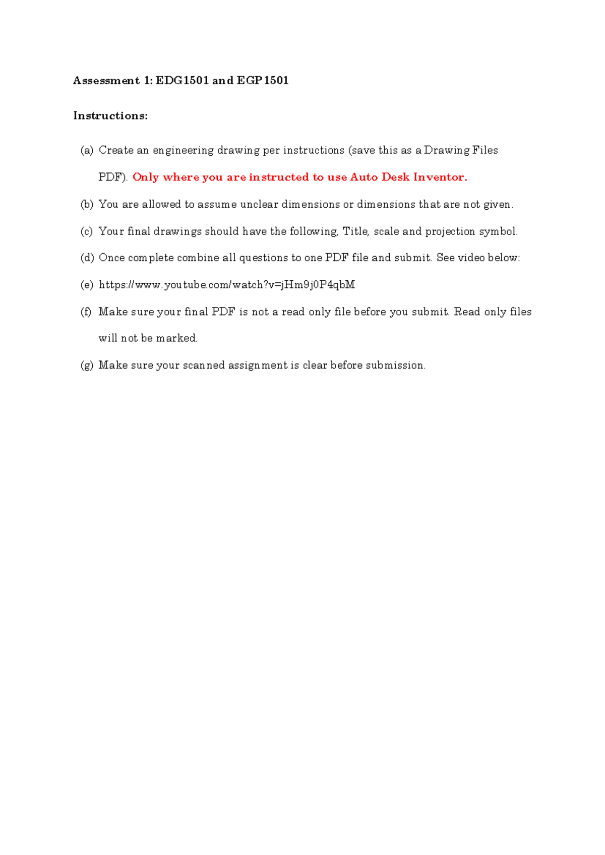 EGP 1501 ASSIGNMENT 1 YEAR 2024 - Assessment 1: EDG1501 and EGP ...