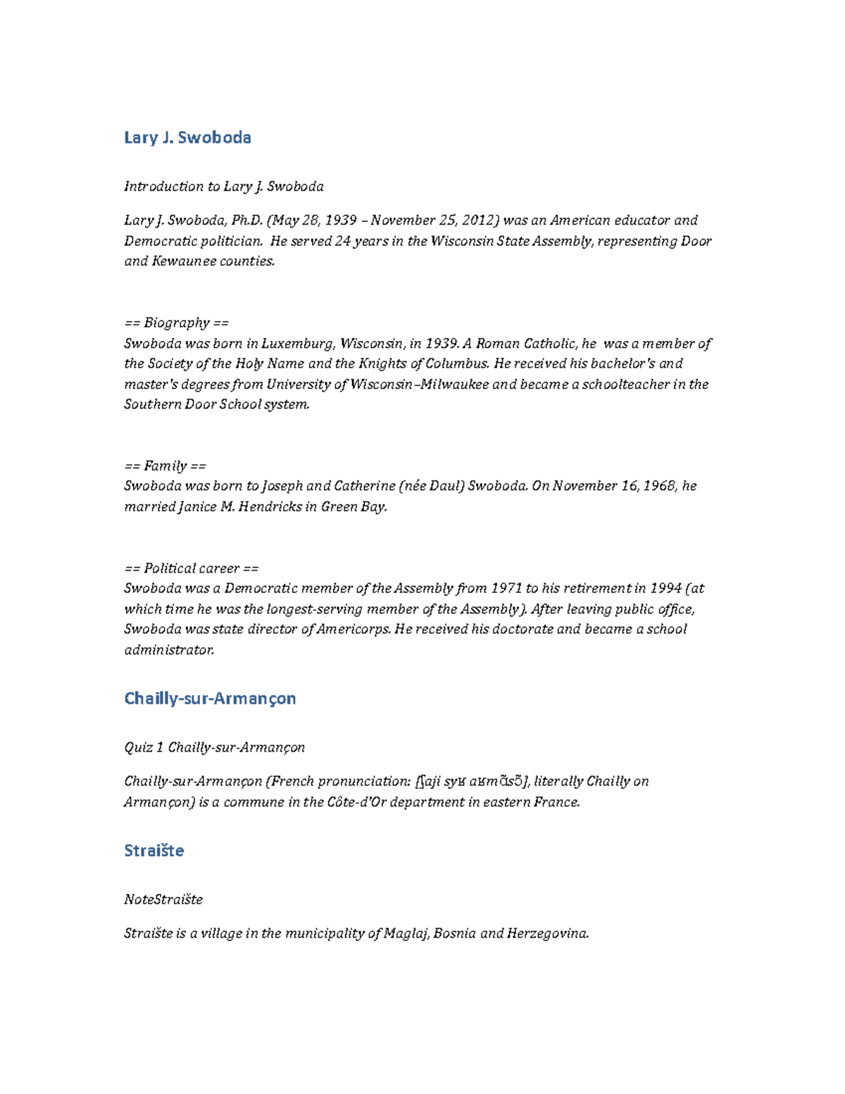 PSY167 Assignment Lary J. Swoboda - Lary J. Swoboda Introduction to ...