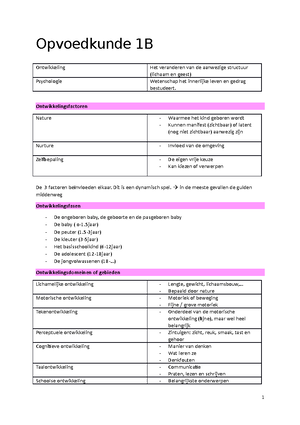 Hoofdstuk 1 ontwikkelingspsychologie - De ontwikkeling van het kind ...
