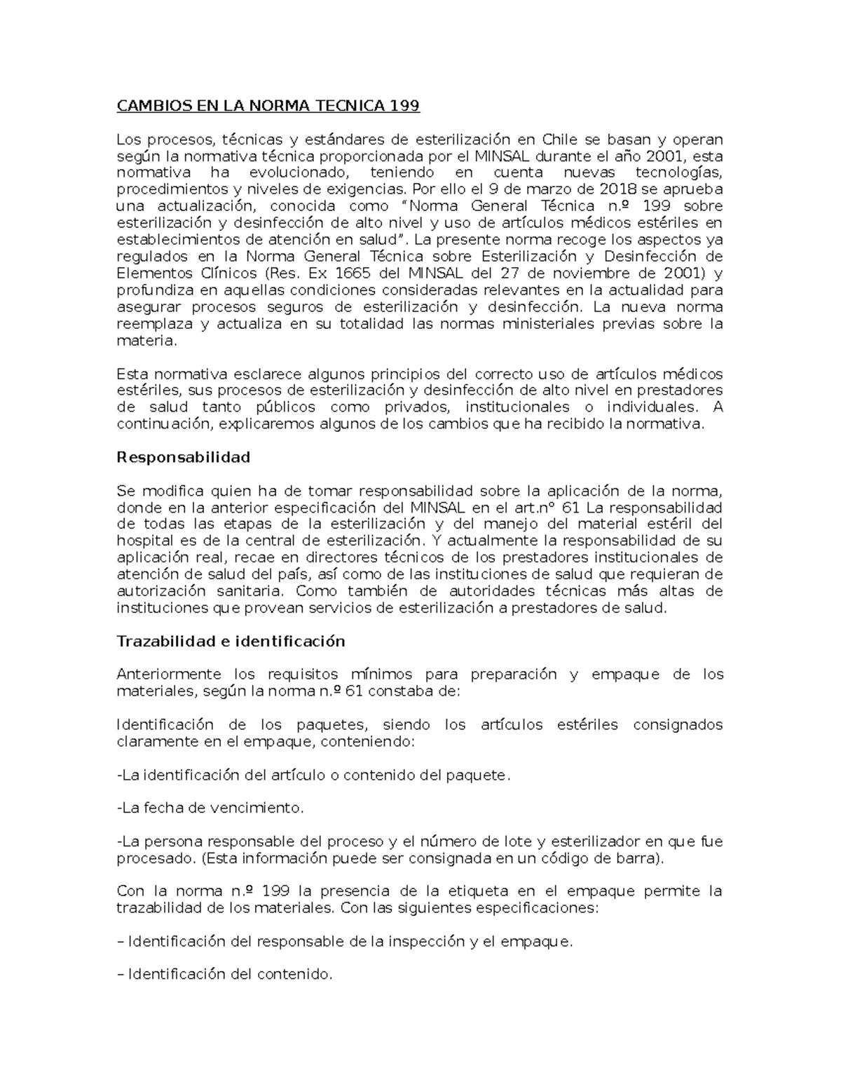 Cambios Norma Tecnica 199 - CAMBIOS EN LA NORMA TECNICA 199 Los procesos, técnicas y estándares ...
