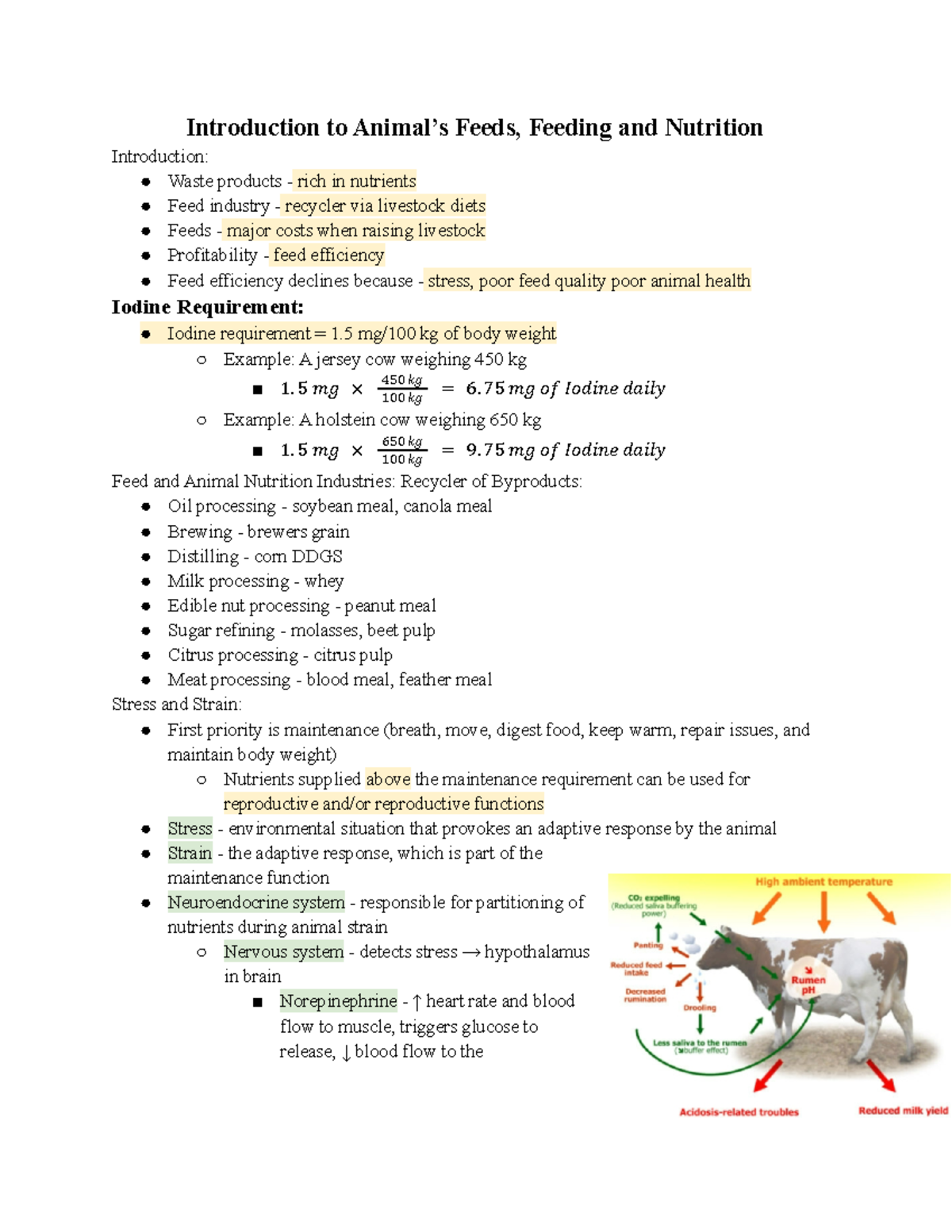 ANSC 609 Notes - Introduction to Animal’s Feeds, Feeding and Nutrition ...