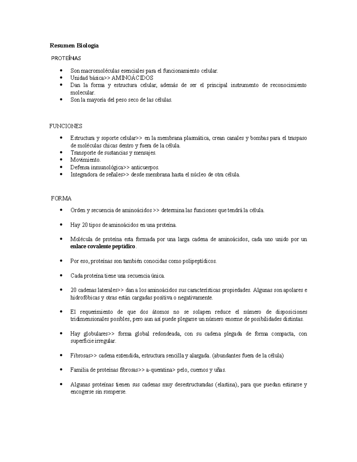 Biocel proteinas - Resumen Biología celular - Resumen Biología ...