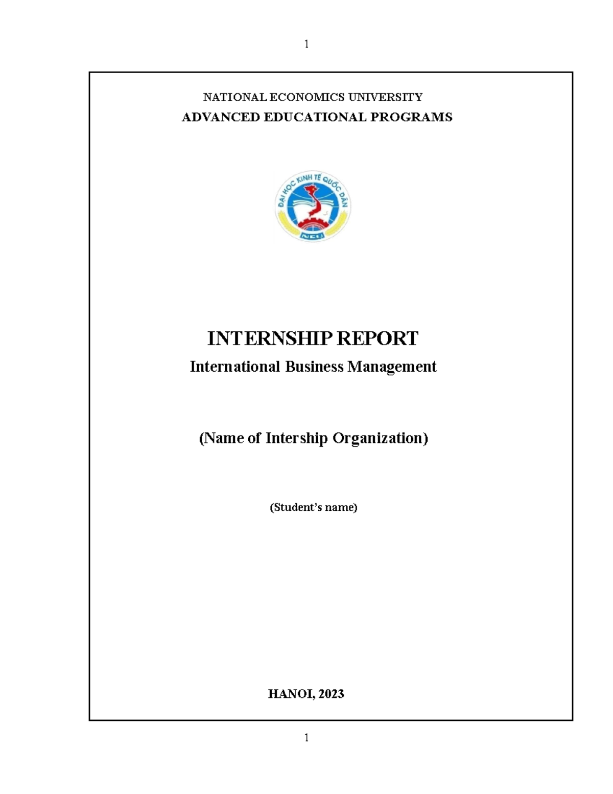 Sample Outline Intership 1st - NATIONAL ECONOMICS UNIVERSITY ADVANCED ...