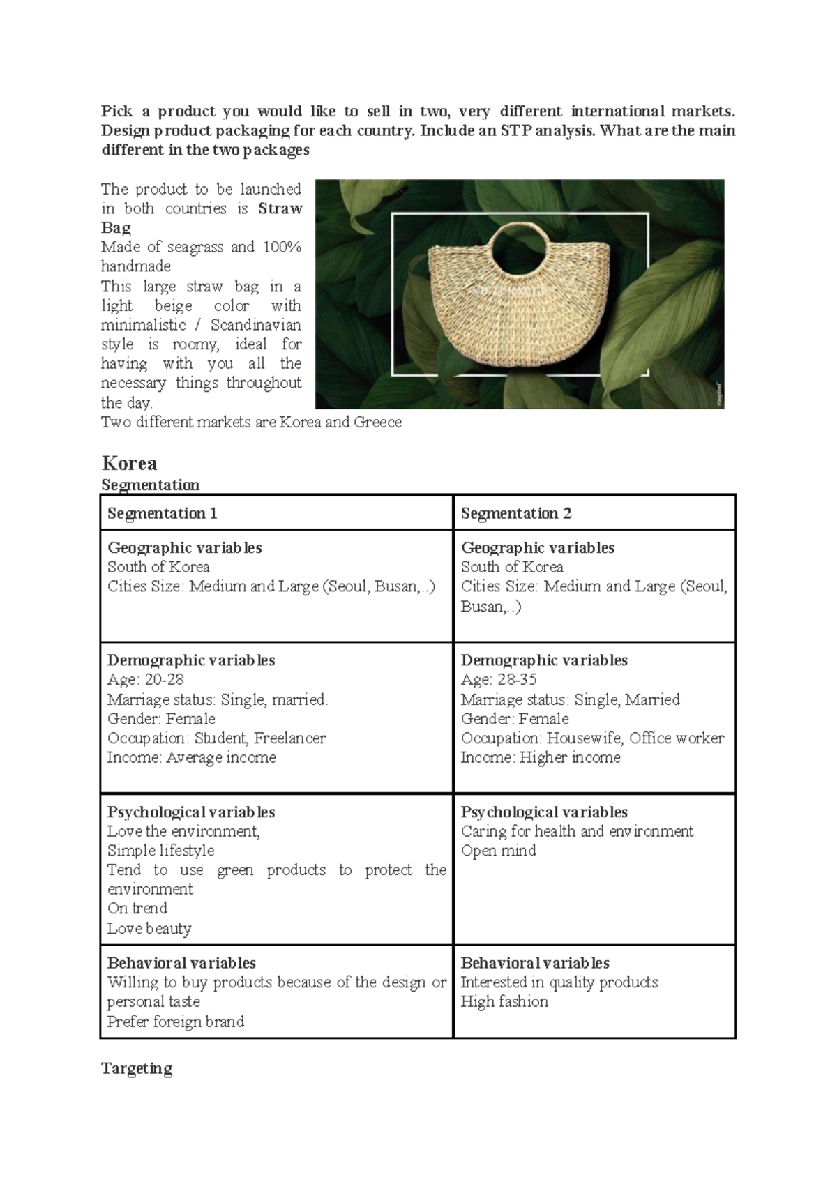 Group Assignment - Pick a product you would like to sell in two, very ...