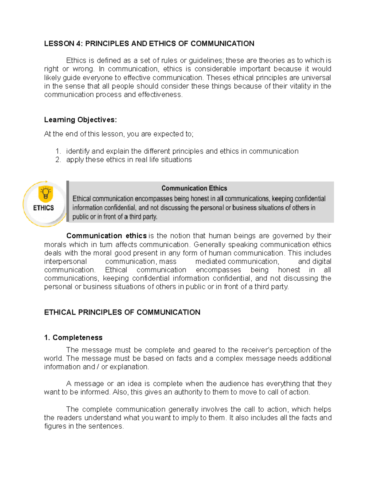 Purposive Communication- Principles of Communication - LESSON 4 ...
