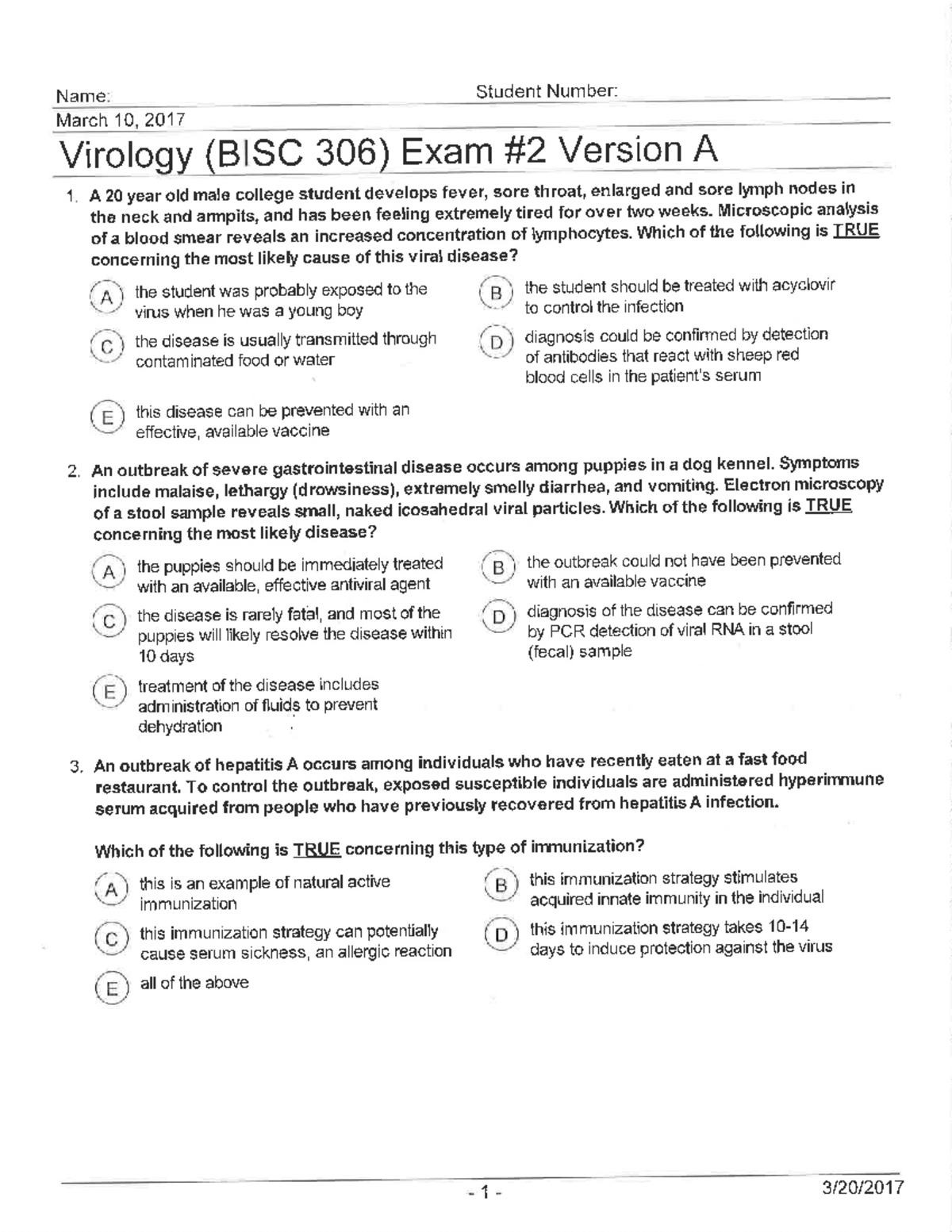 Test 2 - dasjfnaejnf - BISC 306 - Studocu