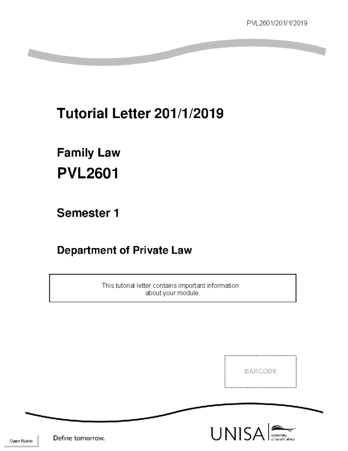201 2019 1 b PVL 2601 - Tutorial letter 201 2019 semester01 - PVL2601 ...