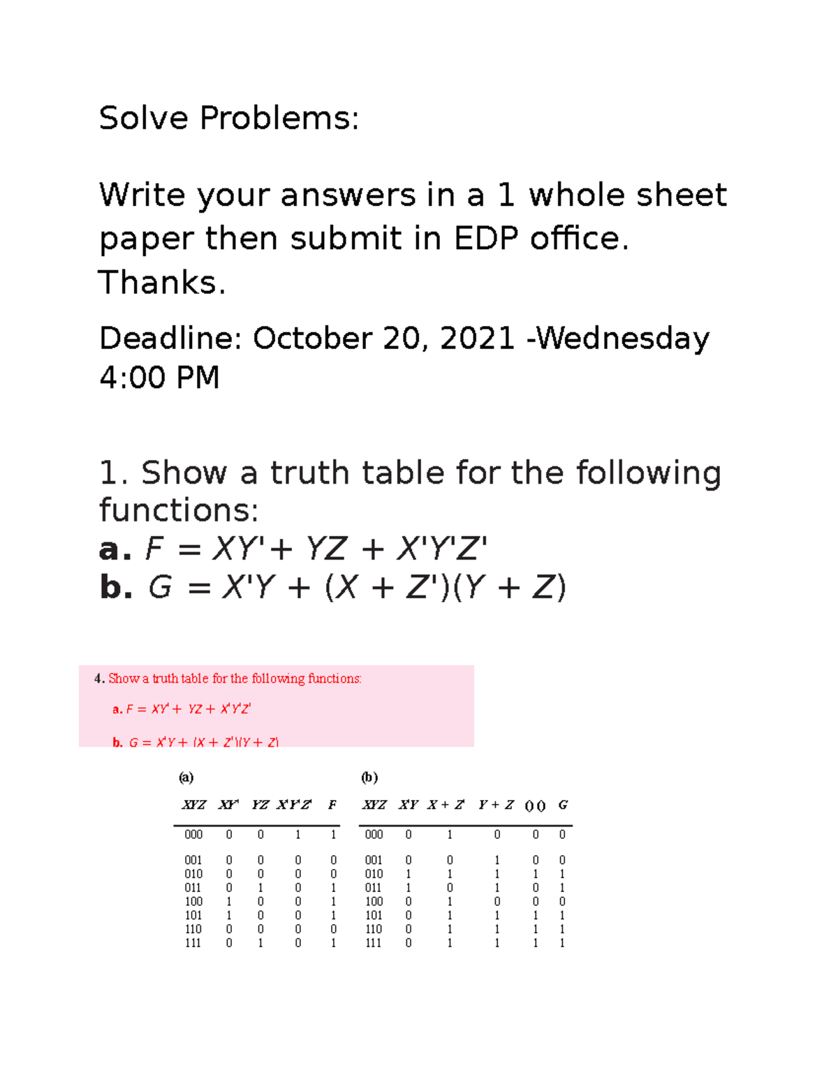 Solve Problems - Lecture notes 6 - Solve Problems: Write your answers ...