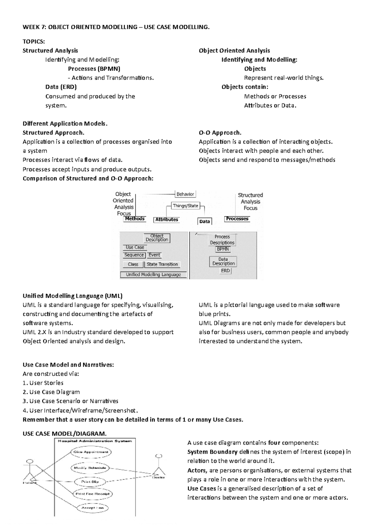 Brm Week7 Summaries Lecture Notes 7 Week 7 Object Oriented Modelling Use Case Modelling