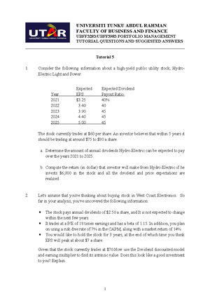 Tutorial 10 - Question(Revised) - UNIVERSITI TUNKU ABDUL RAHMAN FACULTY ...
