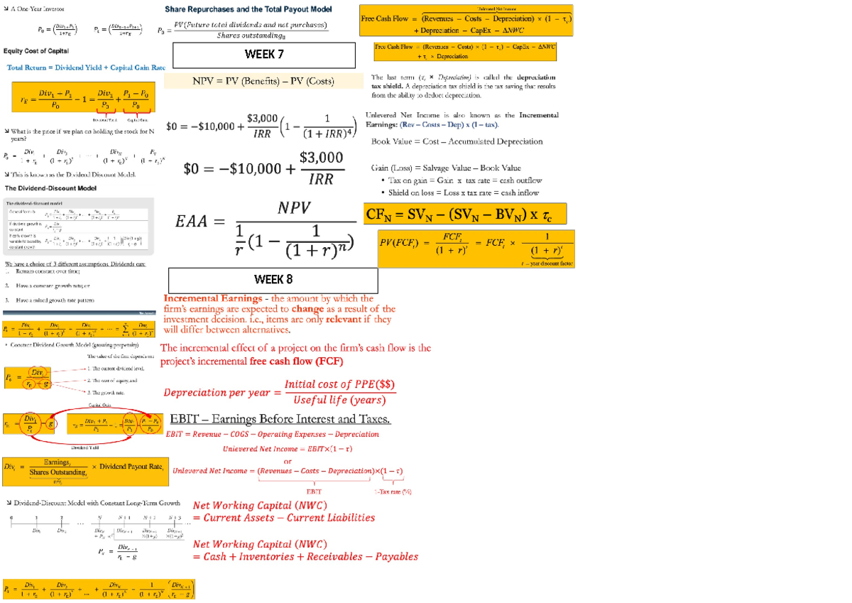 Introduction TO Finance Final EXAM Notes - FINA1221 - WEEK WEEK - Studocu