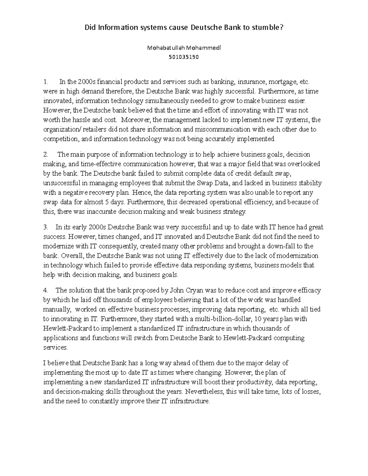 Case study 1 - did Information systems cause Deutsche Bank to stumble ...