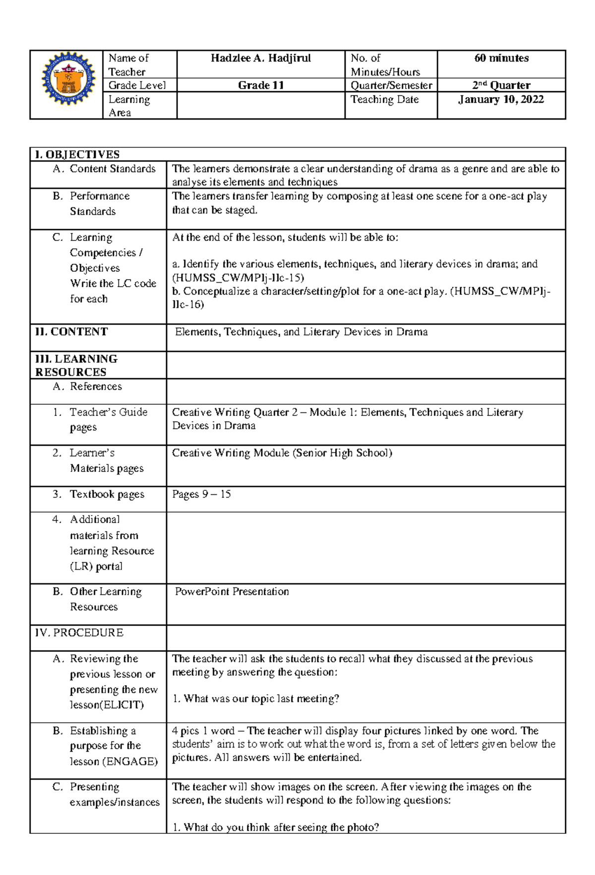 Drama Lesson PLAN - JUST A BUNCH OF ACTIVITIES YOU CAN USE AS REFERENCE ...