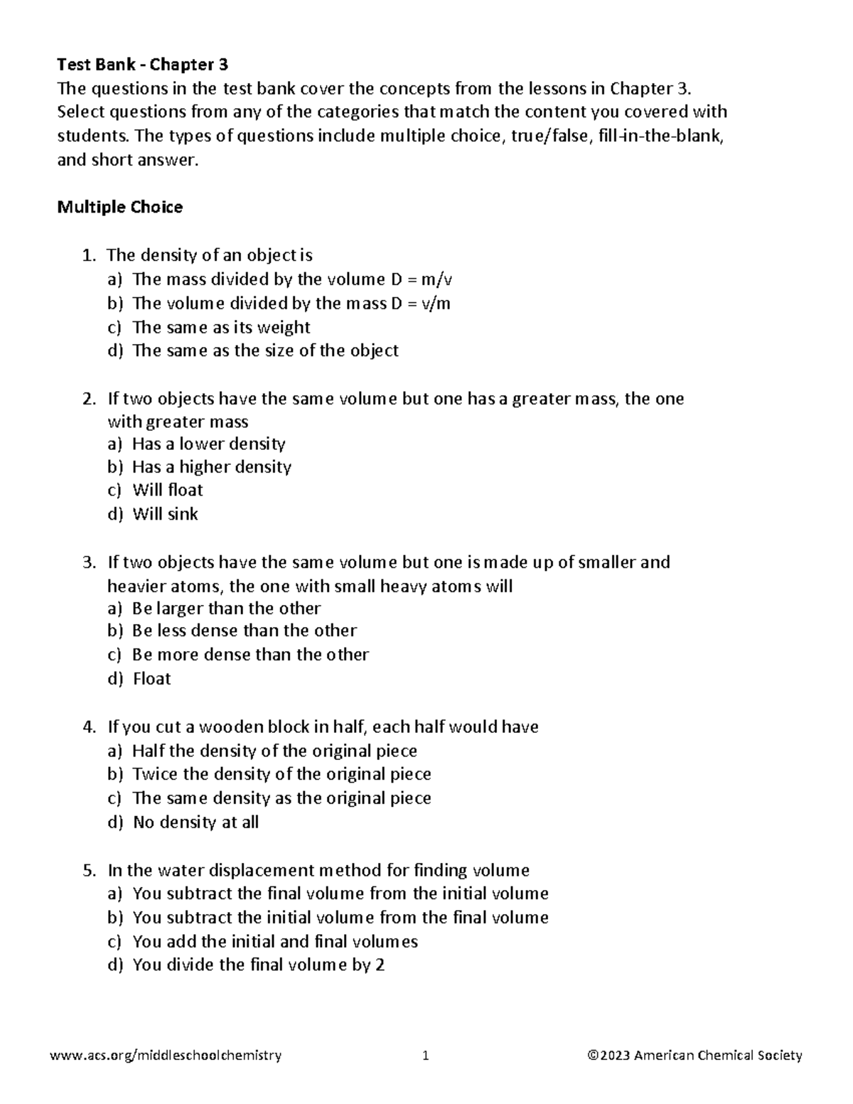 Ch3-test-bank - Para estudiantes que quieran aprender quimica - Test ...