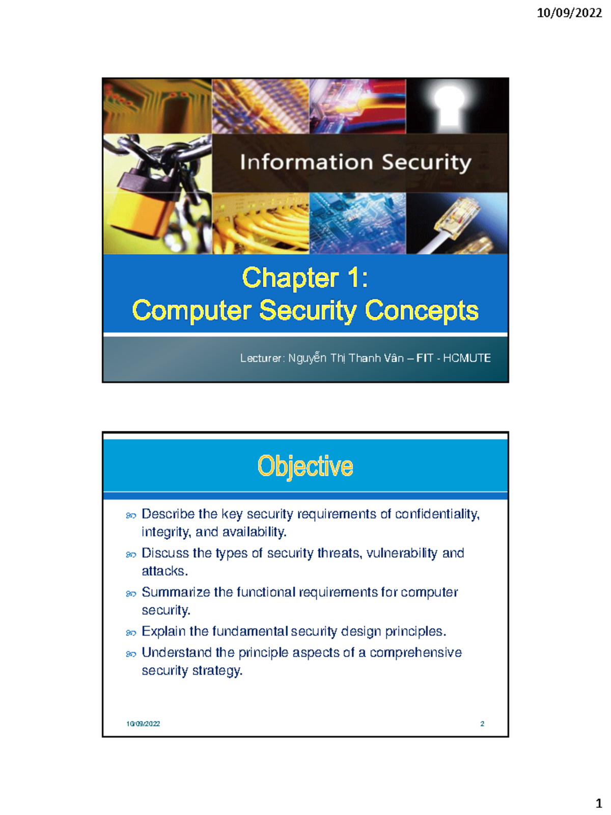 Chapter 1 - Computer Security Concepts - Lecturer: Nguyễn Thị Thanh Vân – FIT - HCMUTE - Studocu