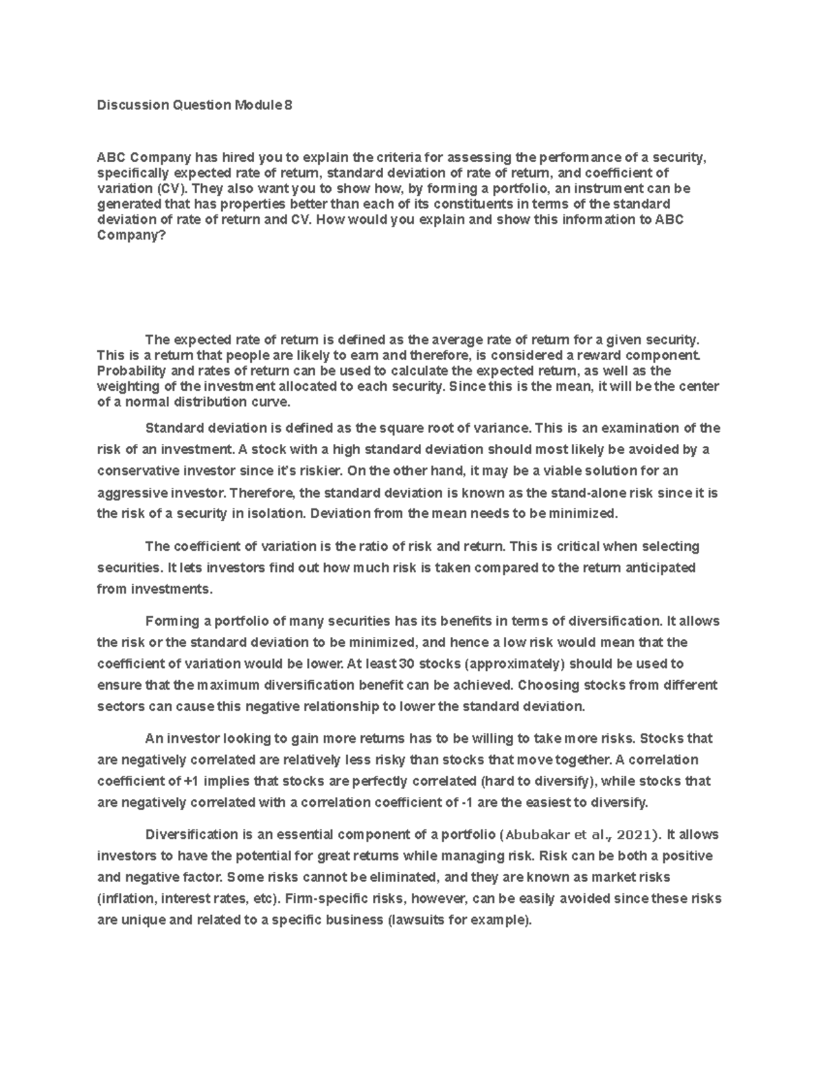 Module 8 DQ - FM - Guide on discussion 8 - Discussion Question Module 8 ...